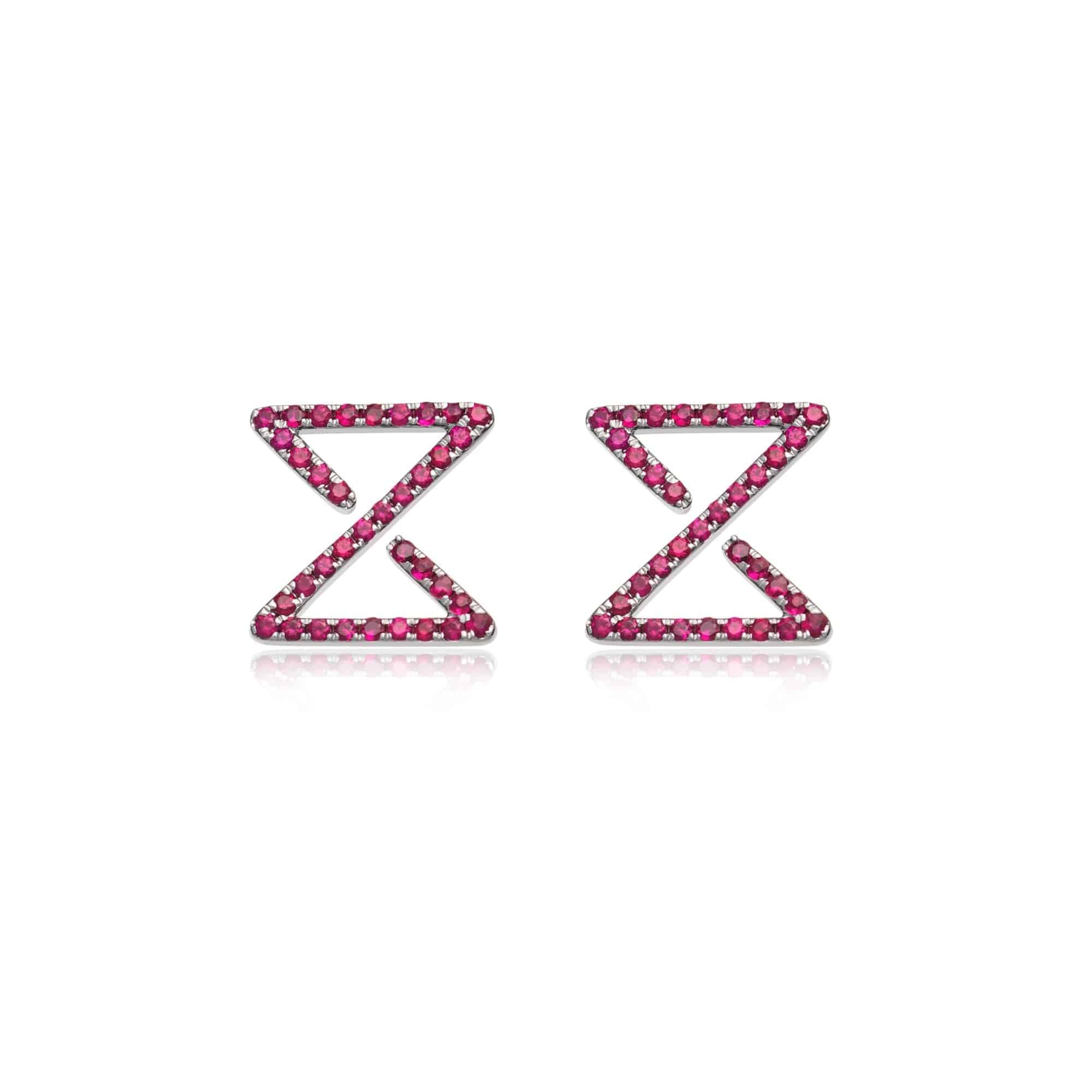 Infinity Ear Studs In White Gold With Ruby – K.S. Sze & Sons